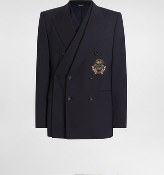 Dolce & Gabbana Zweireihige Jacke Sicilia Aus Wolle In Leinwandbindung - Mann Anzüge Und Blazer Blau Wolle 48