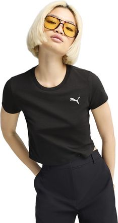 Puma Damen Wardrobe ESS Kurzes figurbetontes T-Shirt L, Black