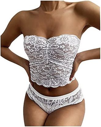 Generic Ensemble sous Vetement Femme Ensemble Lingerie Confortable Classique Bralette Sport Fran&ccedil;aise - Bonnet Triangulaire, Bretelles Fines, Acier L&eacute;ger