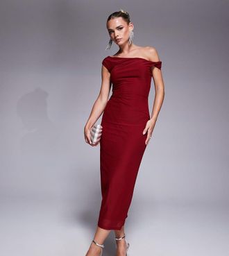 Forever New Robe mi-longue asym&eacute;trique - Lie-de-vin-Rouge