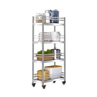 Generic Schmaler Aufbewahrungswagen, Gap-Aufbewahrungsregal Mit 4 Bremsr&auml;dern, 3/4-stufiger Badezimmer-Organizer-Wagen, for Schmale Stellen Im Badezimmer Mit 