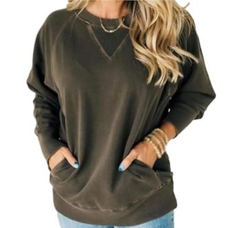 Generic Pull c&ocirc;tel&eacute; &agrave; poches pour femme, haut uni &eacute;pissure, pull c&ocirc;tel&eacute; &agrave; manches chauve-souris, avec poches, marron fonc&eacute;, XXL