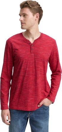 Tom Tailor Herren 1047787 Serafino Langarmshirt, 38850-Samba Red Multi Inject, M