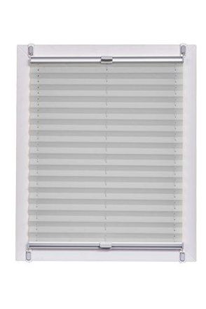 Sunlines Sunlines Plissee Made in Germany, Tageslicht, Crepes Uni Klemmfix, Silbergraue Schiene, 110 x 150, Stoff, Grau, 110 x 150cm