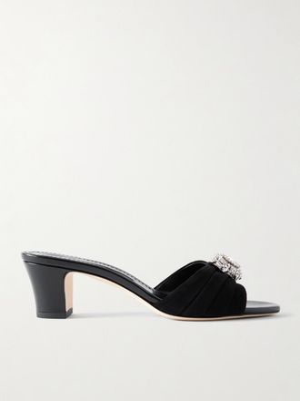 Manolo Blahnik Mules En Daim &Agrave; Cristaux Ansalko 50 - Noir