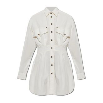 Versace Femme, Robes, Blanc, Taille: 38 FR Robe avec surpiq&ucirc;res contrastantes