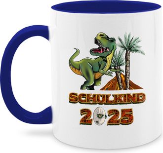 Shirtracer Tasse Tassen 325ml - Einschulung Geschenk Schulanfang - Schulkind 2025 T-Rex Dino Dinosaurier - 325 ml - Dunkelblau - 2022 einschultasse schulanfangsg