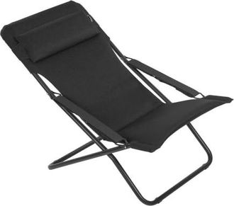 Lafuma Mobilier Gepolsterte Mehrpositions-Sonnenliege TRANSABED - Robustes AirComfort Gewebe -Klappbarer Liegestuhl für Terrasse, Pool, Garten - 3 Positionen, Höchste