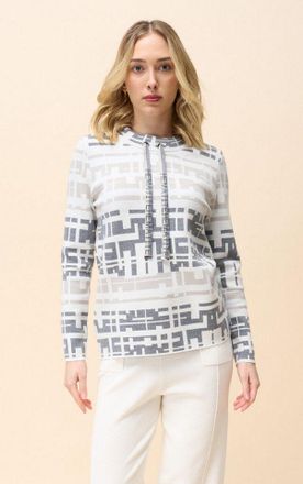 Passioni Strickpullover mit geometrischem Muster und Strass