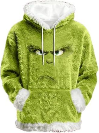 Generic Le Grinch Sweat A Capuche Femme Sweatshirts Polaire Oversize Christmas Vetement Sweet Pull De Pulls Femmes Moche Noel V&ecirc;tements Chaud Pyjama Deguiseme