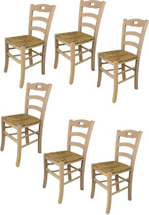 Tommychairs Tommychairs - 6er Set Stühle Savoie für Küche und Esszimmer, robuste Struktur aus poliertem Buchenholz, unbehandelt und 100% natürlich, Sitzfläche aus