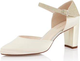 Rainbow Club Brautschuhe Kimber - Damen, Pumps, Ivory Satin, Glitter - Gr. 40.5 (UK 7.5)