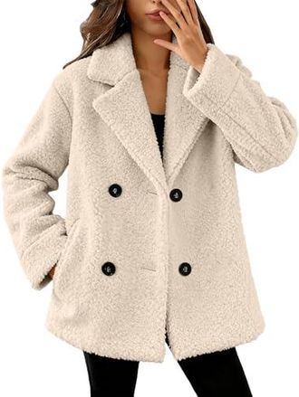 Generic Hauts en polaire pour femme - Veste polaire chaude et épaisse - Veste dhiver unie avec poches pour cadeaux de Noël quotidiens, beige, 4XL