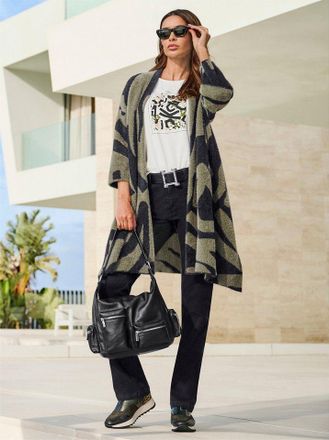 Heine Strickjacke Strickmantel 3/4-Arm Jacquard, Effektgarn