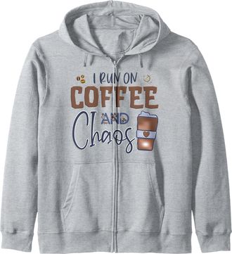 So Cool Designs Run on Coffee and Chaos lustiger Spruch f&uuml;r Kapuzenjacke