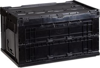 Relaxdays 1 x Profi Transportbox, stabil, Gewerbe, hochwertiger Kunststoff, Qualität, 60 L, HxBxT 32,5x58,5x39,5cm, schwarz