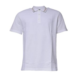 Versace Griechisch Schl&uuml;ssel Polohemd Wei&szlig; Gold - - Tops - Herren - Wei&szlig; - XL