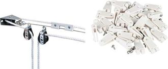 WINDHAGER Montageset Seilzugsystem, 10884 weiß & Laufhaken für die Befestigung von Sonnensegel oder Seilspannmarkise, Drahtseilbebestigung, 30 STK Set mit Edels