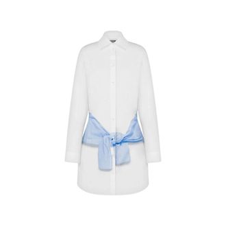 Moschino Bedrucktes Baumwoll-Popeline-Kleid - - Dresses - Damen - Wei&szlig; - S