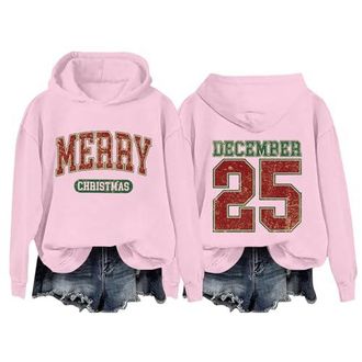 Generic Sweat à capuche de Noël à manches longues pour femme, chandail surdimensionné imprimé pour femme, chandail ample et décontracté pour entraînement, fêt