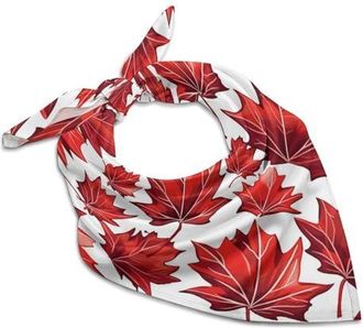 Generic Écharpe carrée en soie rouge avec feuille dérable - Écharpe légère pour cheveux - Respirant - Cadeau pour homme et femme, multicolore, 60x60cm