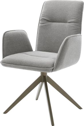 DELIFE Esszimmerstuhl Vinja-Flex Kreuzgestell breit Effektfinish Titan Strukturstoff Soft Grau 360° drehbar Wippfunktion