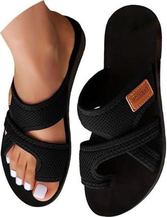 Generic Sandales de marche orthop&eacute;diques pour femme - Soutien de la vo&ucirc;te plantaire - Respirantes et confortables - Maille creuse - Large largeur - Sandales &agrave;