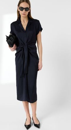 Gerard Darel Robe midi fluide &agrave; col tailleur - ROSY - Marine