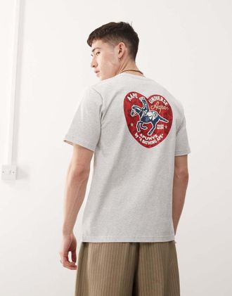 Aape By A Bathing Ape Aape by A Bathing Ape - T-Shirt in meliertem Grau mit Herz-Logoprint auf dem Rücken