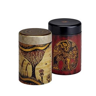 Eigenart Lot de 2 bo&icirc;tes &agrave; th&eacute; - Ronde - 125 g - Motif africain