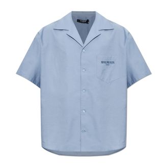 Balmain Hemd mit Logo - - Shirts - Herren - Blau - 2XL