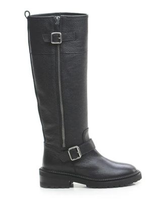 Via Roma 15 Stiefel - Tall Biker Boots With Central Zip And Adjustable S - Gr. 36,5 (EU) - in Schwarz - für Damen