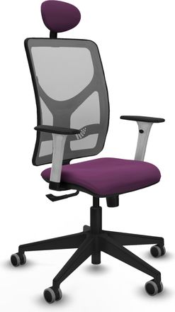 Piqueras y Crespo Arbeitsstuhl mit wei&szlig;en und schwarzen Armlehnen, h&ouml;henverstellbarer Lendenwirbelst&uuml;tze und festem Kopfteil, ausgestattet mit 3 Positionen, Grau/Violet