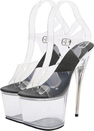 Yarnow Sandales à Talons Transparents Femme Élégantes et Stables Chaussures pour Soirées et Occasions Spéciales