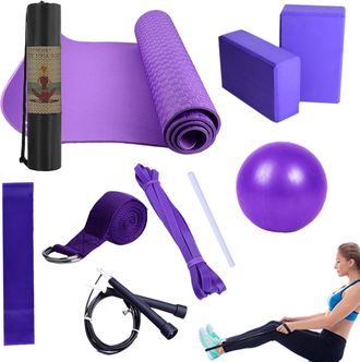 Generico Extra dicke Trainingsmatten aus Schaumstoff mit mehreren Positionen, Yoga-Set f&uuml;r Anf&auml;nger, Yoga-Set | Gymnastikmatte mit Yoga-Ball, inkl. Widerstands