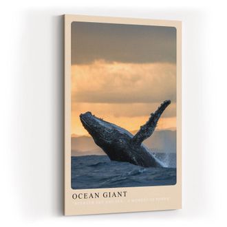 Paul Sinus Art Paul Sinus Kunstdruck 40x60cm Ocean Giant Sprung eines Wals aus dem Wasser vor Sonnenuntergang