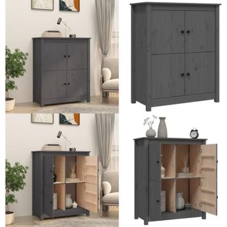 vidaXL Vidaxl - Sideboard Grau 83x41,5x100 cm Massivholz Kiefer - Holz Sideboard - Landhausstil - Wohnzimmer Einrichtung - Massives Kiefernholz - Regal