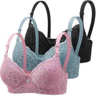 Generic Soutien-gorge classique en dentelle pour femme avec armatures, 3 pi&egrave;ces, ensemble de soutien-gorge avec bustier r&eacute;glable, ensemble de soutien-gorge co