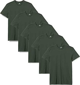 Lower East T-shirt avec col rond, Hommes, Vert foncé (lot de 5), 2XL