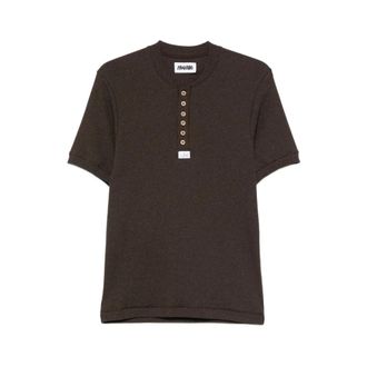 Magliano Homme, Tops, Brun, Taille: S T-shirt &agrave; patte de boutonnage