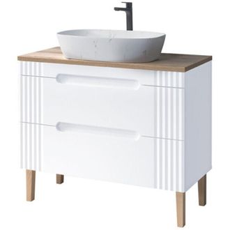 Comad Meuble vasque &agrave; poser sur pieds 100 cm - Oceanie White - Livraison gratuite