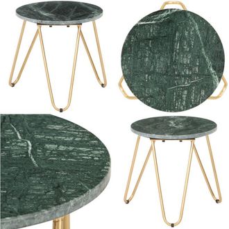 vidaXL Couchtisch Gr&uuml;n 40&times;40&times;40 cm Echtstein in Marmoroptik - Moderner Couchtisch - Steinchic - Marmoroptik - Esszimmertisch - Wohnzimmereinrichtung - Home