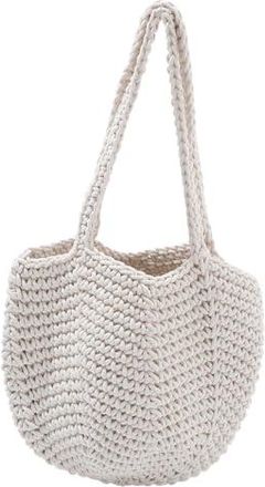 Valiclud Sac Plage Femme Tissé Main Coton Résistant Capacité Importante Sac Fourre-tout pour Plage et Shopping