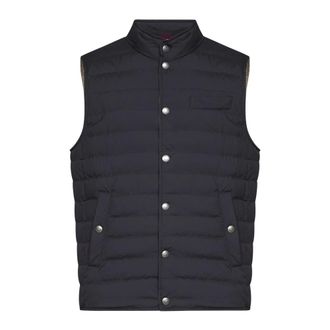 Brunello Cucinelli Gesteppte Weste mit Druckkn&ouml;pfen - - Jackets - Herren - Blau - 3XL