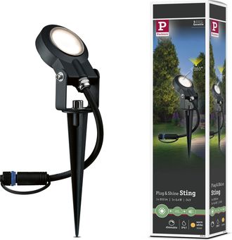 Paulmann 93934 Plug & Shine Spotlight Sting IP67 3000K 6W 24V Ausstrahlwinkel 100&deg; 93934 LED Aussenbeleuchtung Erdspie&szlig; Gartenbeleuchtung
