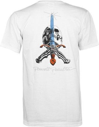 Powell Peralta T-Shirt Skull and Sword Large Blanc