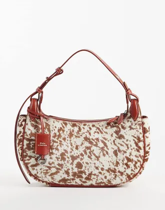 Polo Ralph Lauren Sac port&eacute; &eacute;paule &agrave; imprim&eacute; vache - Marron