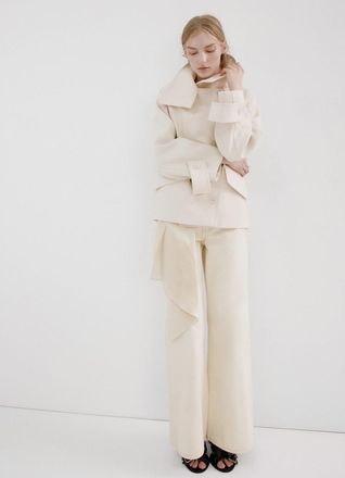 Mango Jean flare taille mi-haute &eacute;cru - Femme - 32 - MANGO