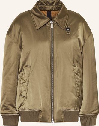 Blauer Satinblouson Savin gruen