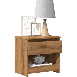 vidaXL Vidaxl - Tables de chevet 2 pcs en bois ding&eacute;nierie ch&ecirc;ne artisanal 40x30x39 cm - 1 tiroir - R&eacute;sistant &agrave; lhumidit&eacute; et &agrave; la d&eacute;formation